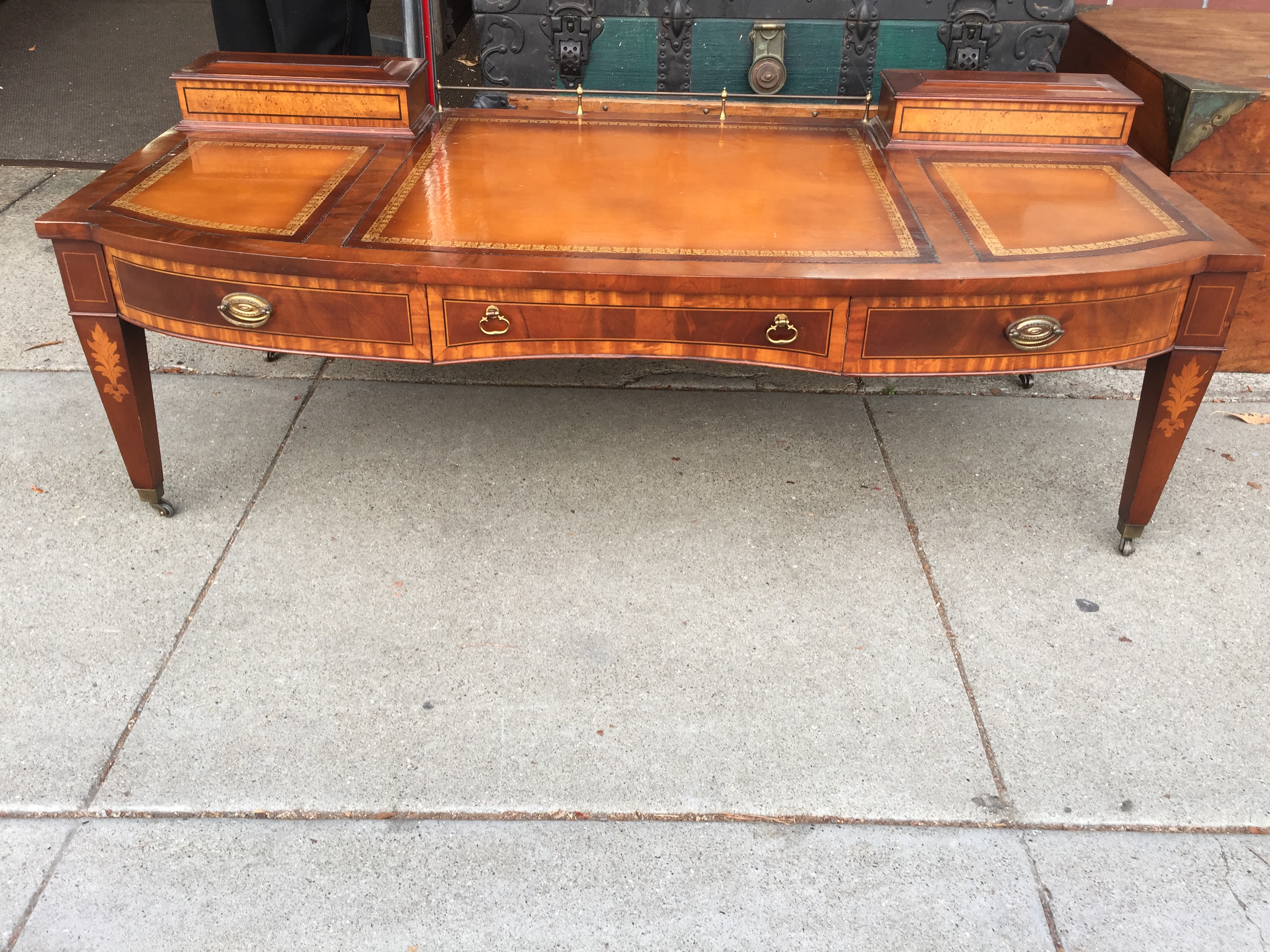 Regency Style Leather Mahogany Coffee Table – Good Better Best